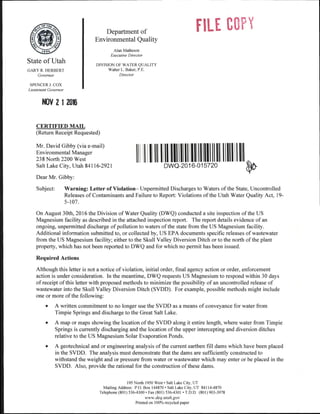 US Magnesium LOV Ltr | PDF