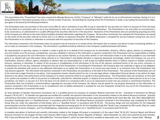 Mkango Presentation January 2015 | PPT