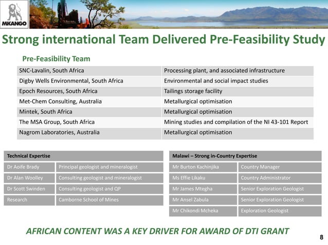 Mkango Presentation January 2015 | PPT