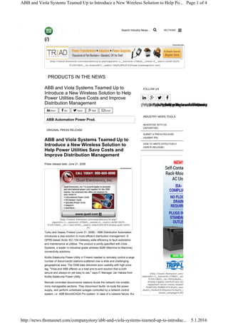 ABB and Viola Systems Teamed Up to Introduce a New Wireless Solution to ...