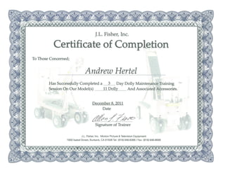Fisher Certificate | PDF