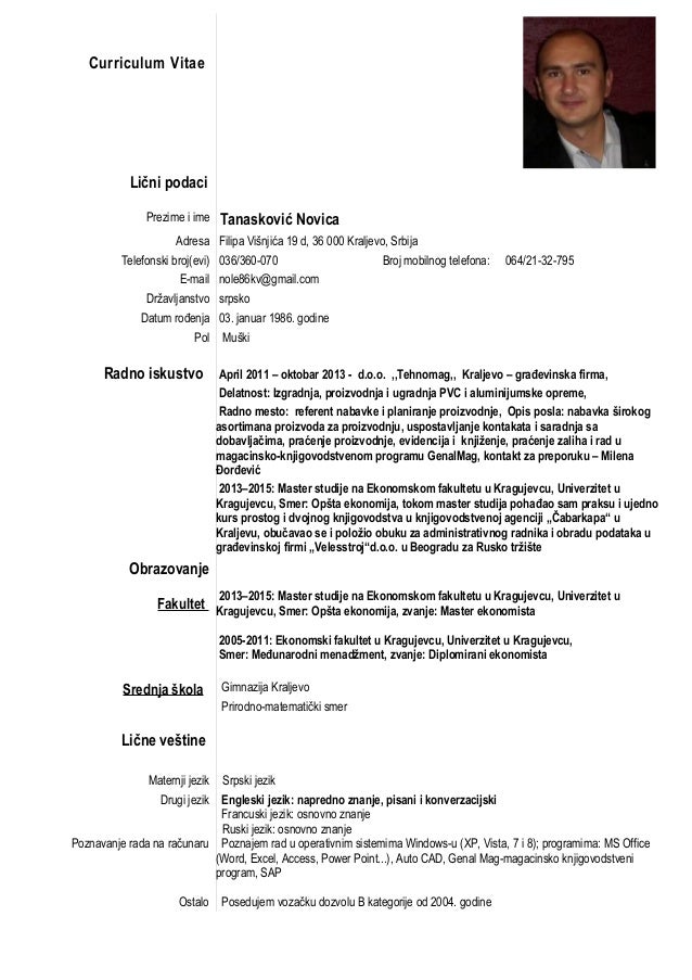 CURRICULUM VITAE SRPSKI JEZIK
