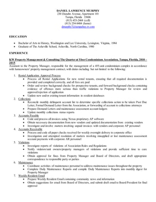 Daniel L. Murphy Resume 2015 | DOCX | Logistics | Business