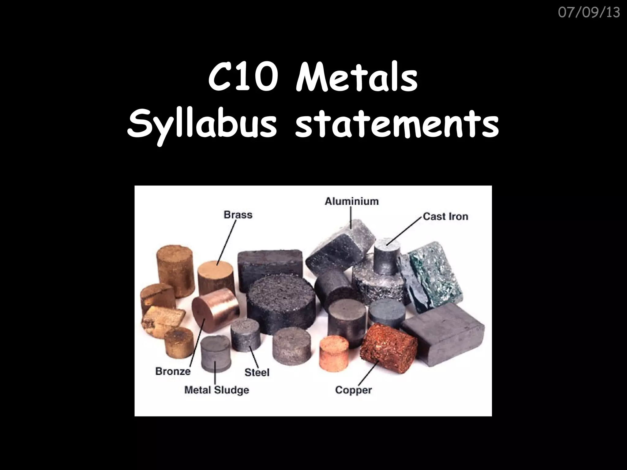C10 syllabus statements | PPT | Chemistry | Science
