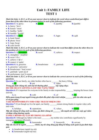 TEST FORM 2025 GLOBAL SUCCESS 10 - CÓ ĐÁP ÁN CHI TIẾT (CẬP NHẬT DẦN) | PDF