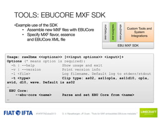 Tools for mxf-embedded bucore metadata, Dieter Van Rijsselbergen, Jean ...