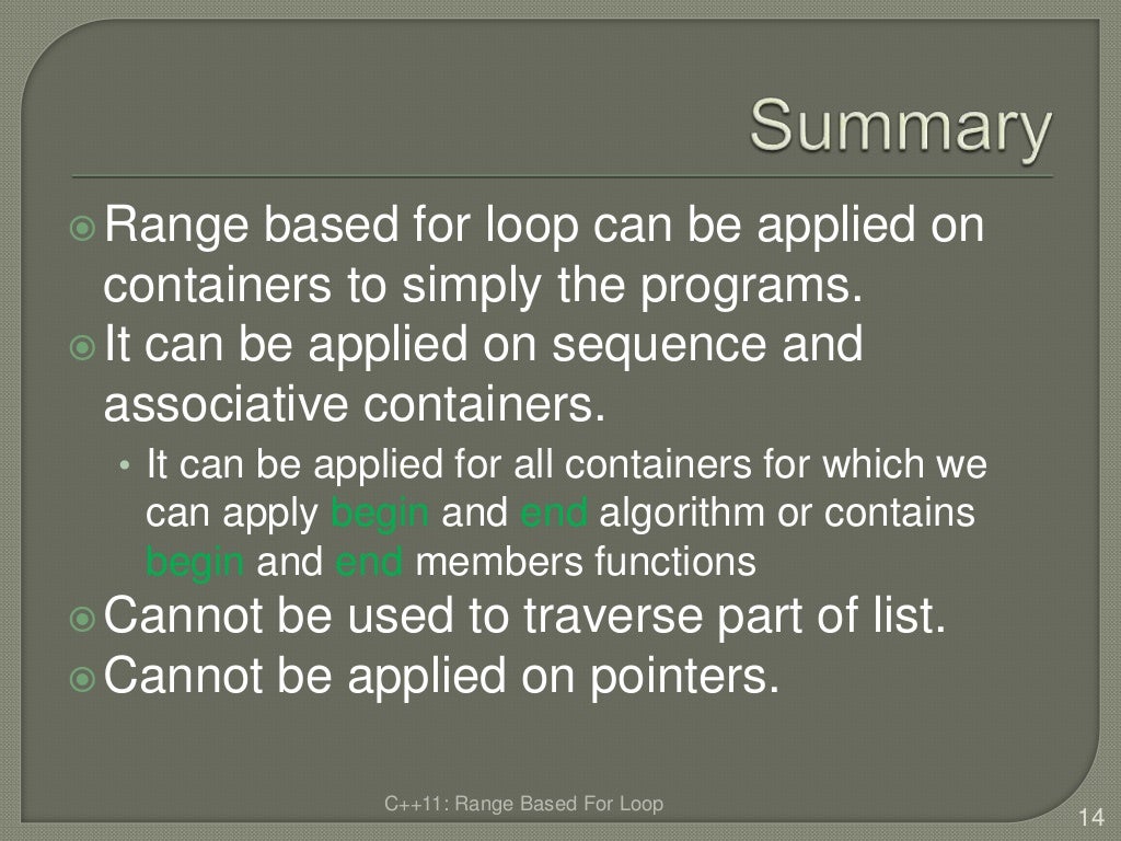 C 11 Range Based For Loop