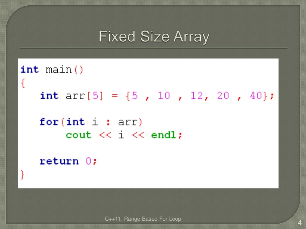 C 11 Range Based For Loop