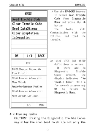 BMW Creator C110 code reader scanner user manual | PDF