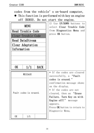 BMW Creator C110 code reader scanner user manual | PDF