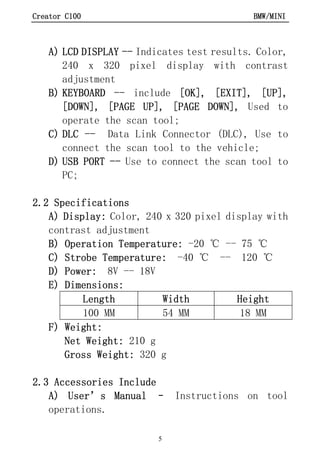 BMW Creator C110 code reader scanner user manual | PDF