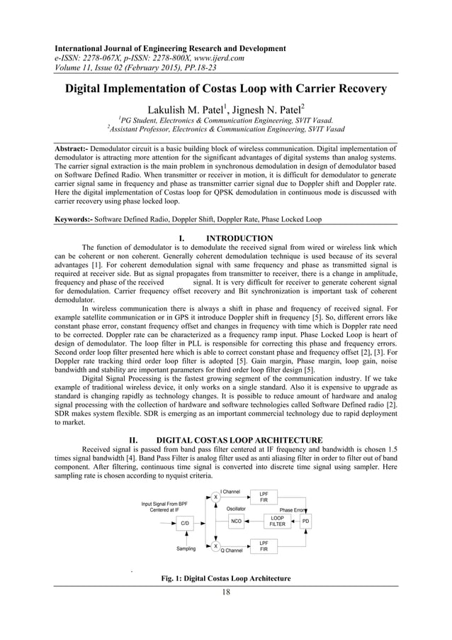 Digital Implementation of Costas Loop with Carrier Recovery | PDF