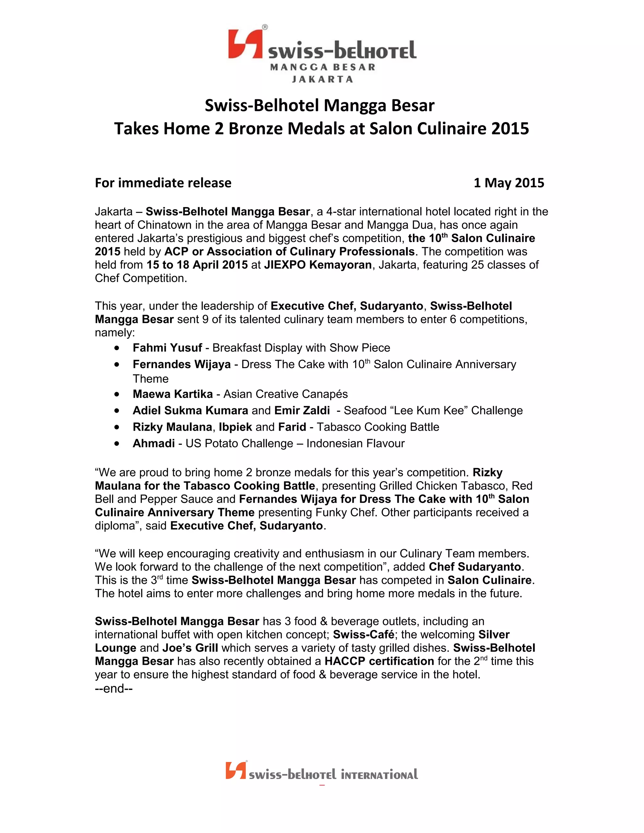 Press Release Salon Culinaire 2015 - ENG | DOC