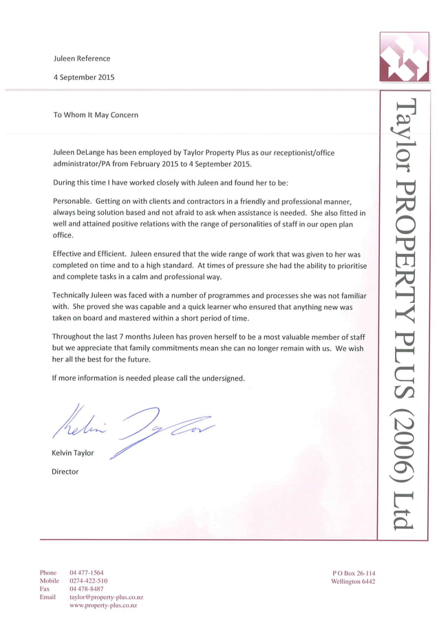 Juleen Reference letter | PDF