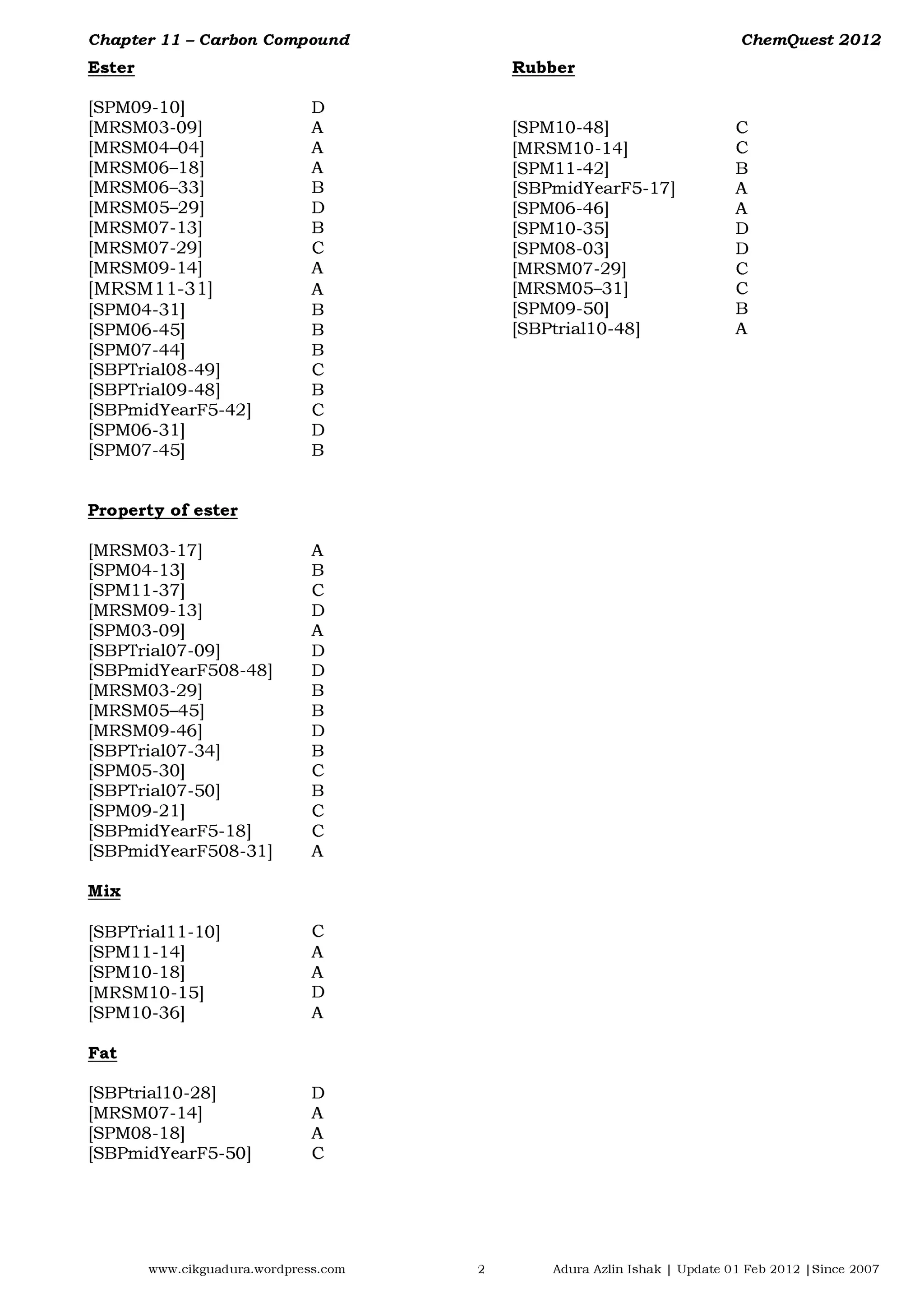ChemQuest2012 - Chap11 Ans P1 | PDF