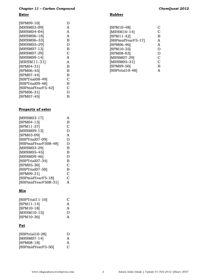 ChemQuest2012 - Chap11 Ans P1 | PDF