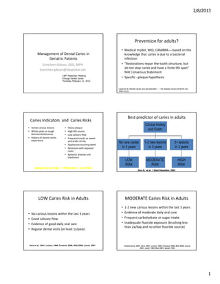 C116 management of dental caries in older patients | PDF