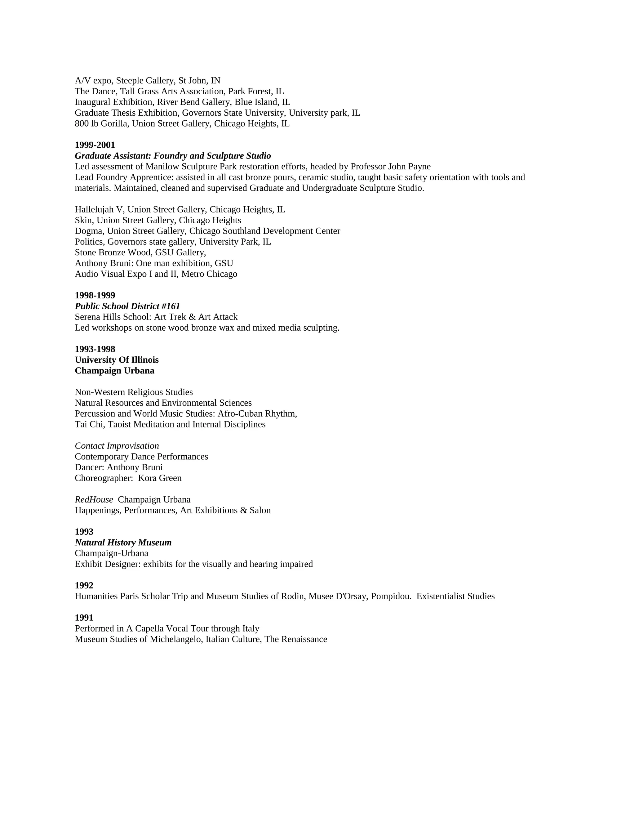 Curriculum Vitae AIC 12 03 16 Anthony Bruni | PDF