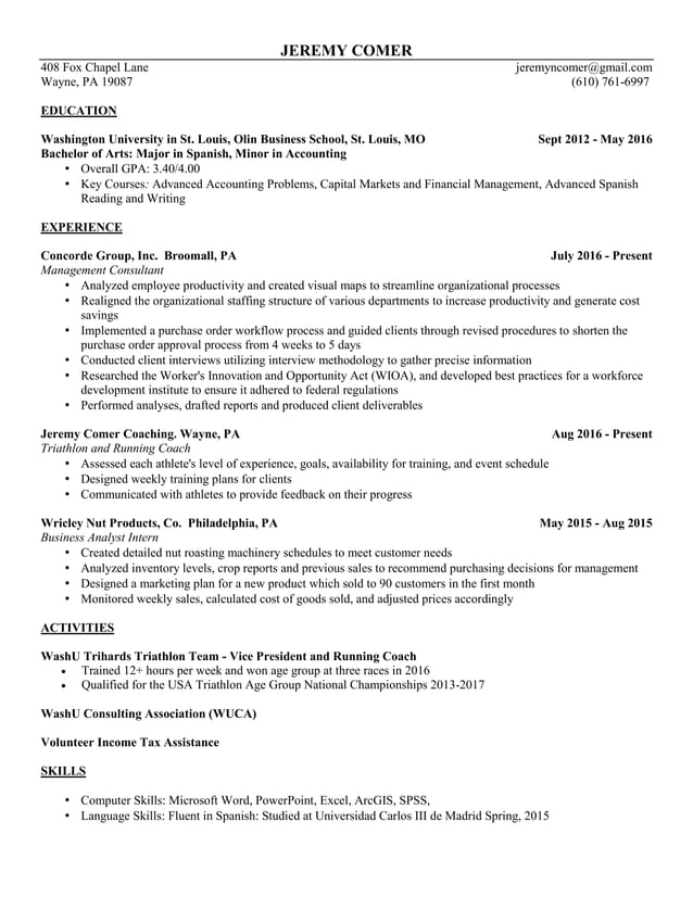 Jeremy Comer Resume | PDF