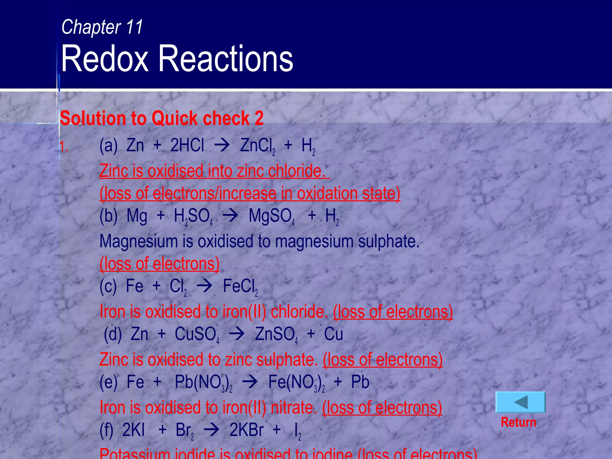 C11 redox reactions | PPT | Chemistry | Science