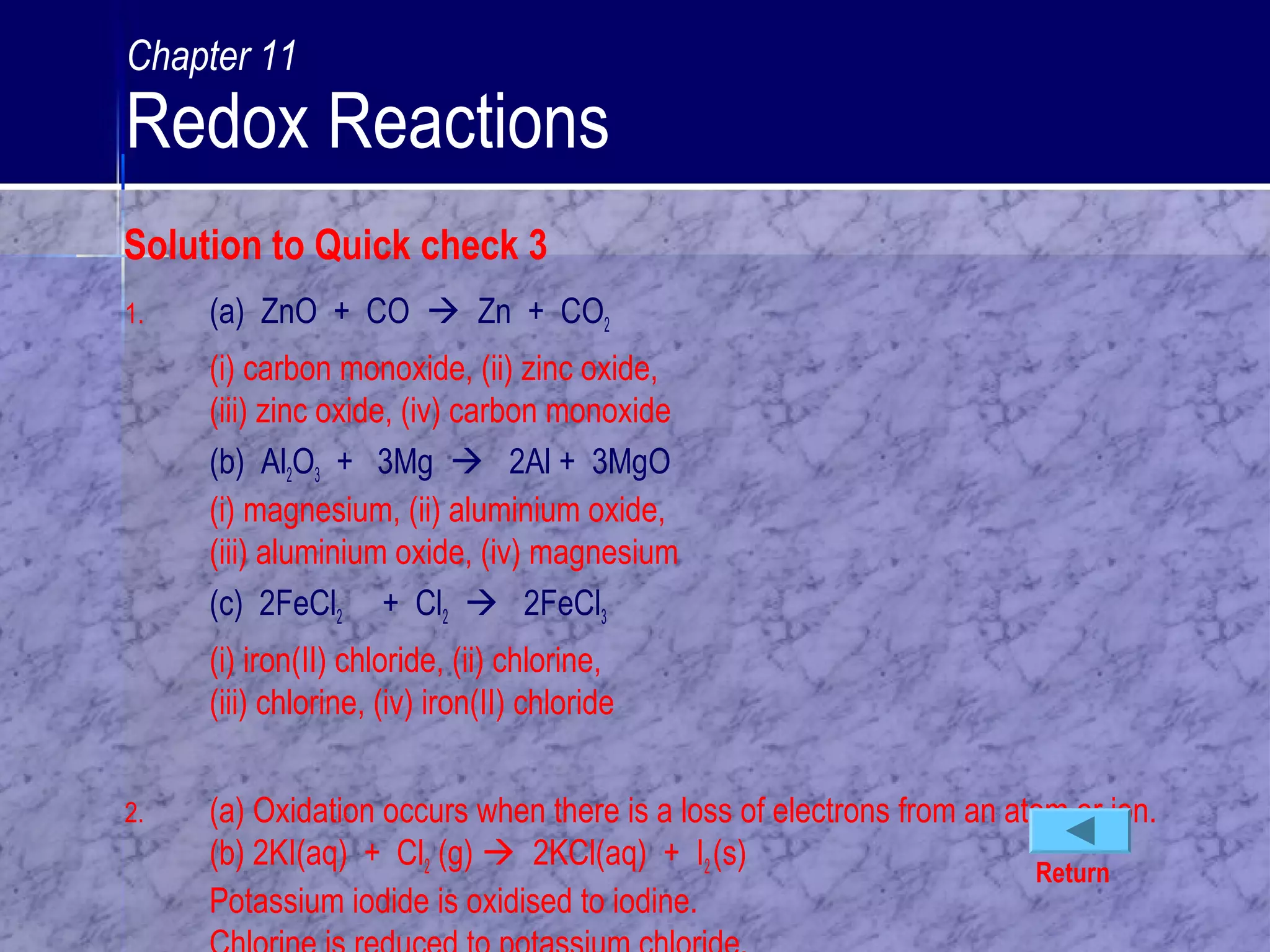 C11 redox reactions | PPT | Chemistry | Science