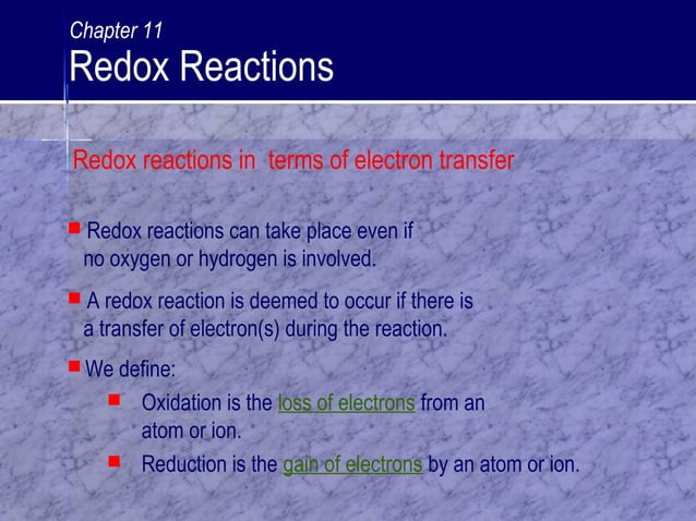 C11 redox reactions | PPT | Chemistry | Science