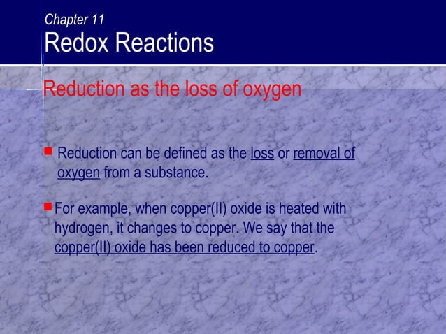 C11 redox reactions | PPT | Chemistry | Science
