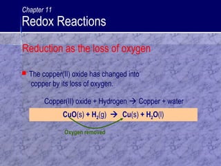 C11 redox reactions | PPT | Chemistry | Science