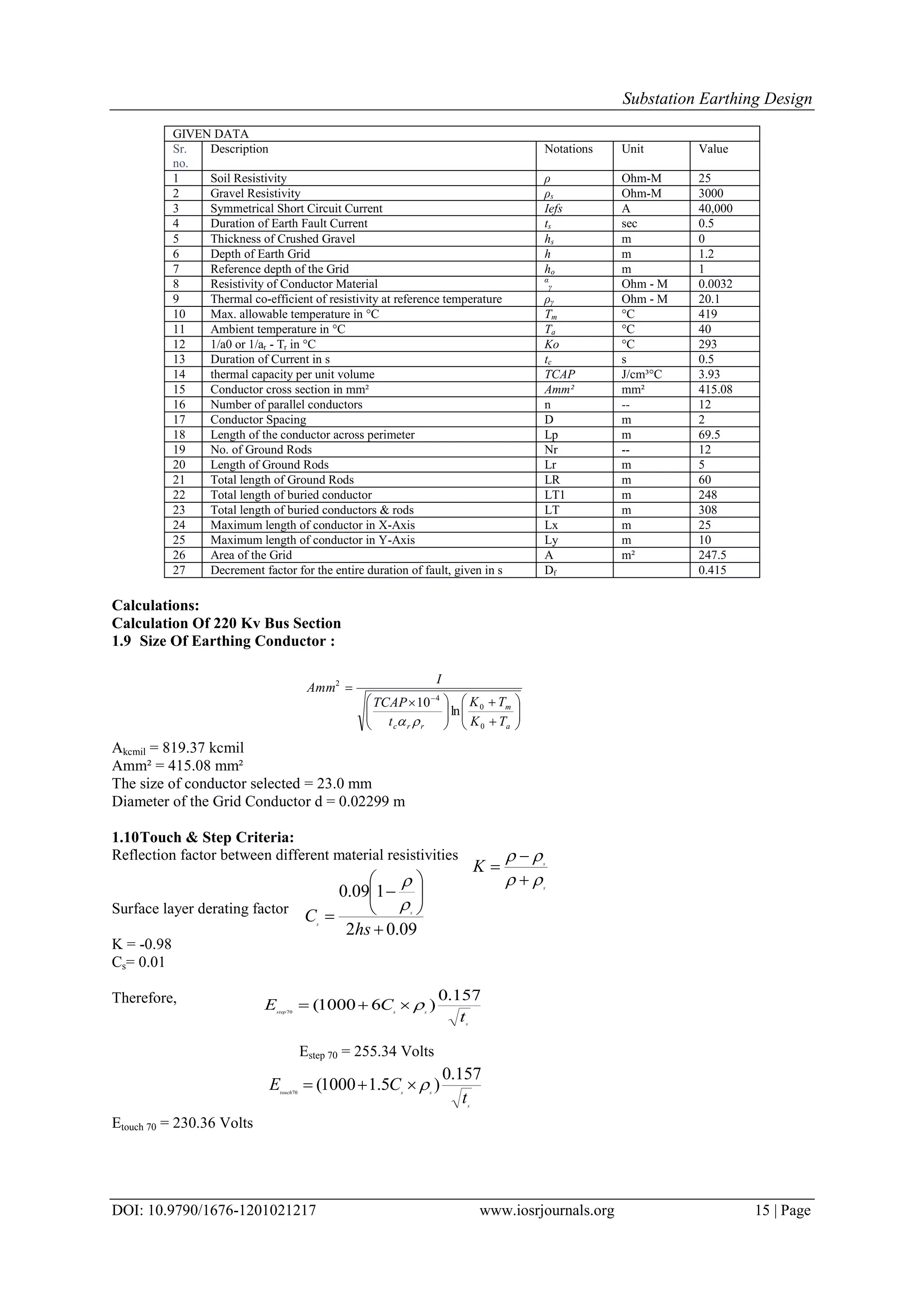 Substation Earthing Design | PDF