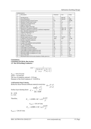 Substation Earthing Design | PDF