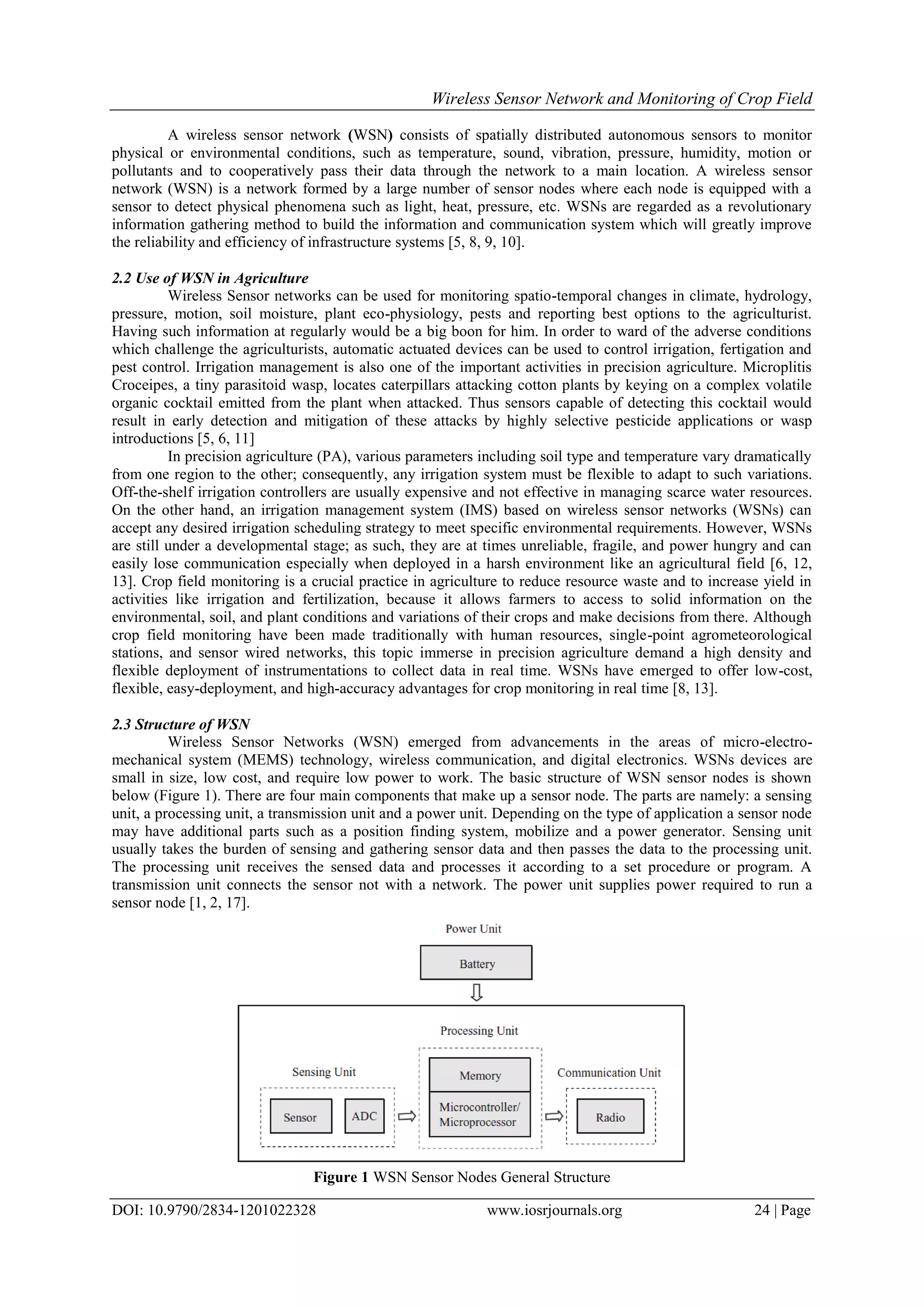 Wireless Sensor Network and Monitoring of Crop Field | PDF | Agriculture | Industries