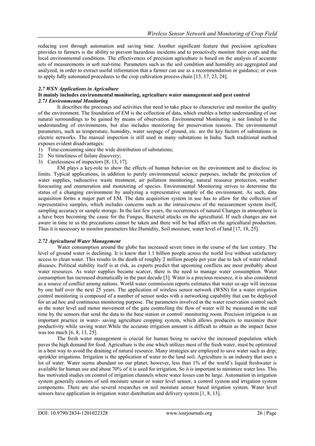 Wireless Sensor Network And Monitoring Of Crop Field Pdf Agriculture Industries