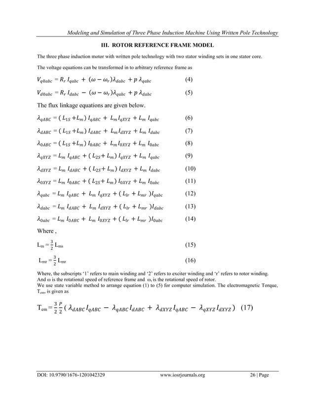 Modeling and Simulation of Three Phase Induction Machine Using Written Pole Technology | PDF