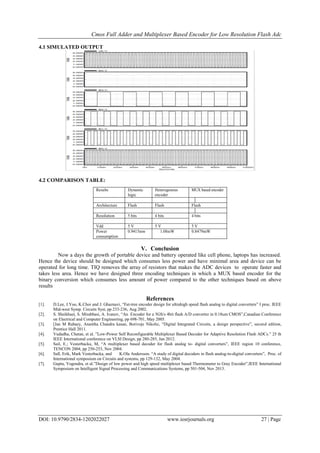 Cmos Full Adder and Multiplexer Based Encoder for Low Resolution Flash ...