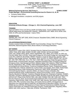 Blomquist - EHS Resume M | PDF