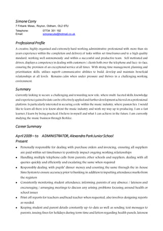 Simone Corry CV | DOCX