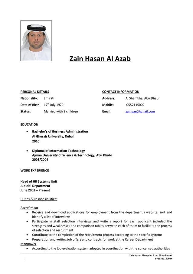 Zain Hasan Al Azab CV | PDF