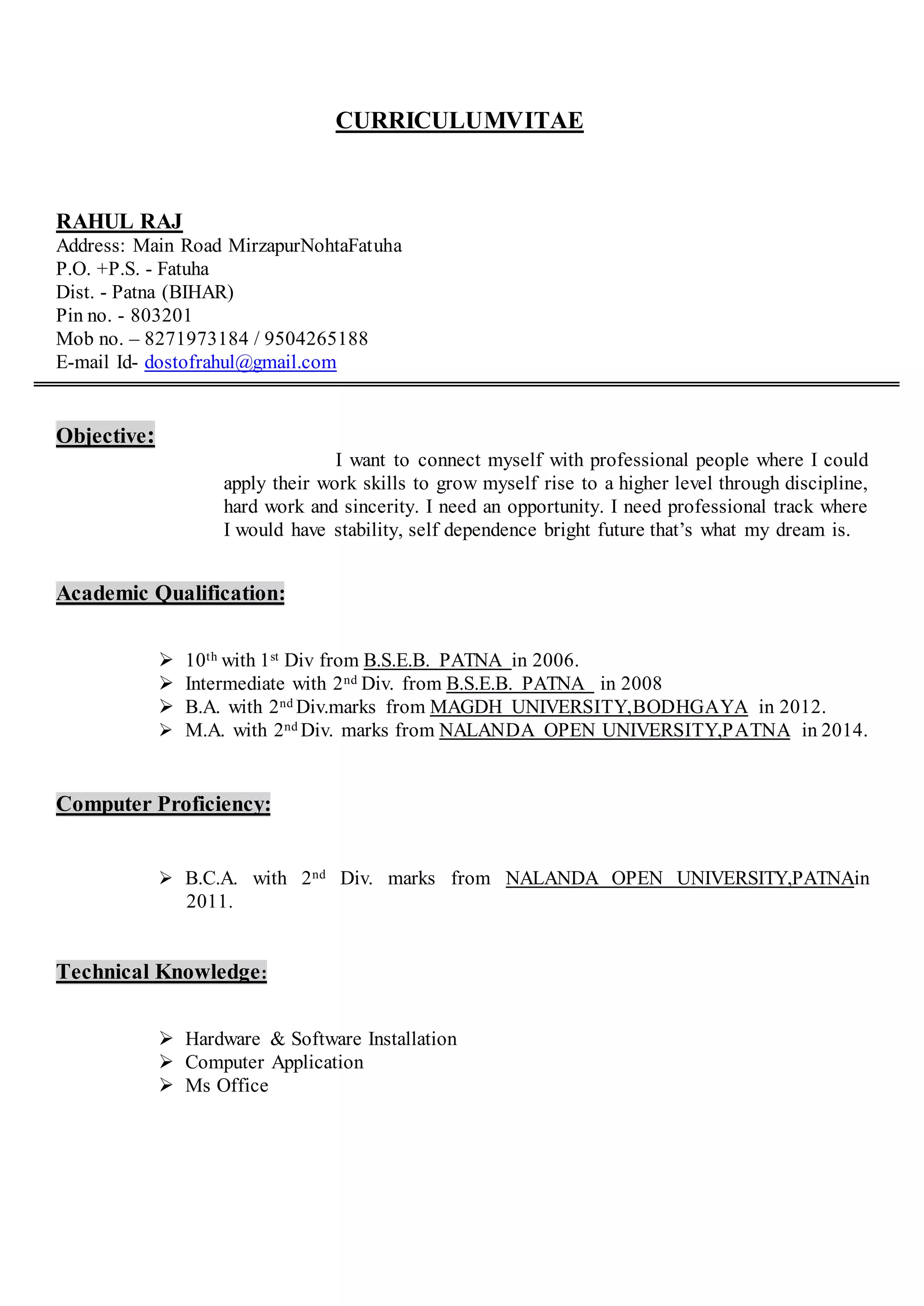 rahul resume 18 | PDF