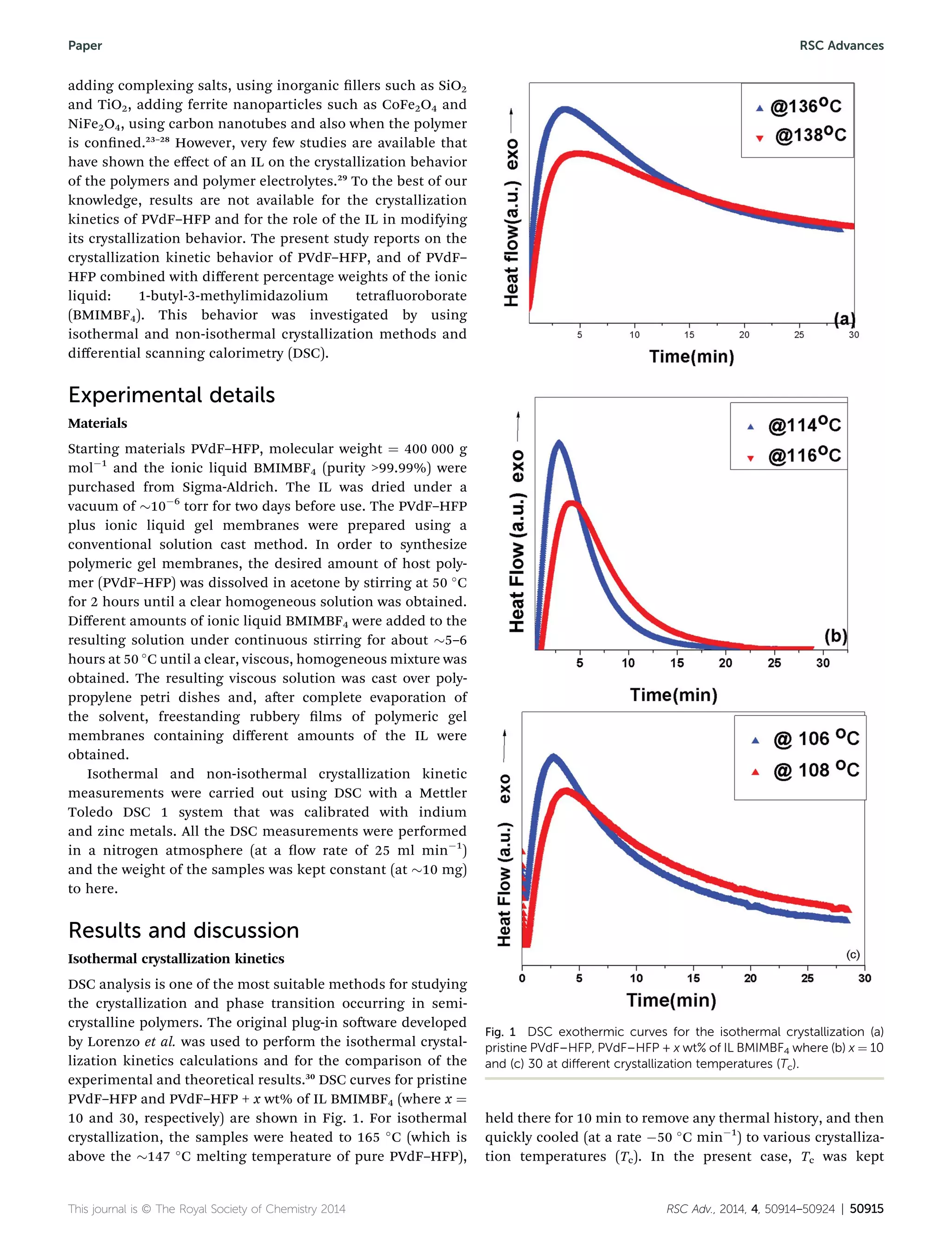 Crystallization behaviour of a polymeric membrane | PDF