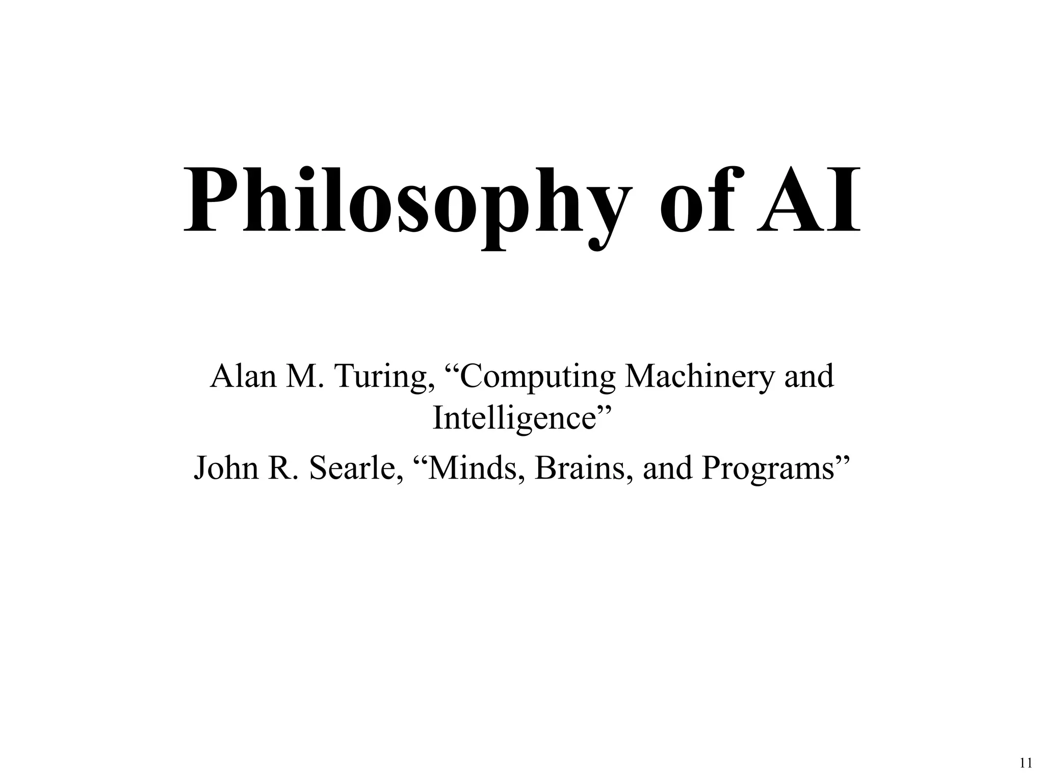 THE PHILOSOPHY OF AI: iNTRODUCTION, HISTORY AND FUTURE | PPT