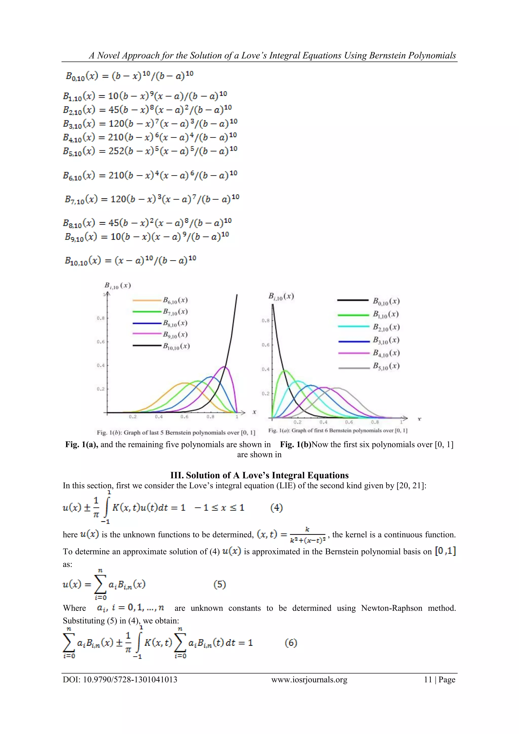 A Novel Approach for the Solution of a Love’s Integral Equations Using Bernstein Polynomials | PDF