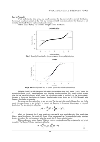 Garch Models in Value-At-Risk Estimation for REIT | PDF