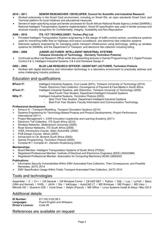 Dawie Joubert CV - Short - 20150513 | PDF