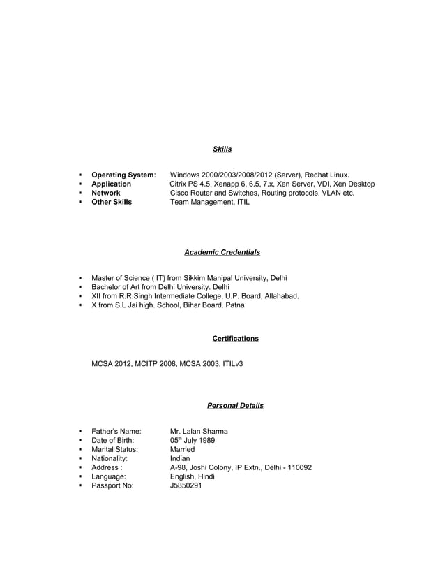 Sandeep Sharma CV | PDF