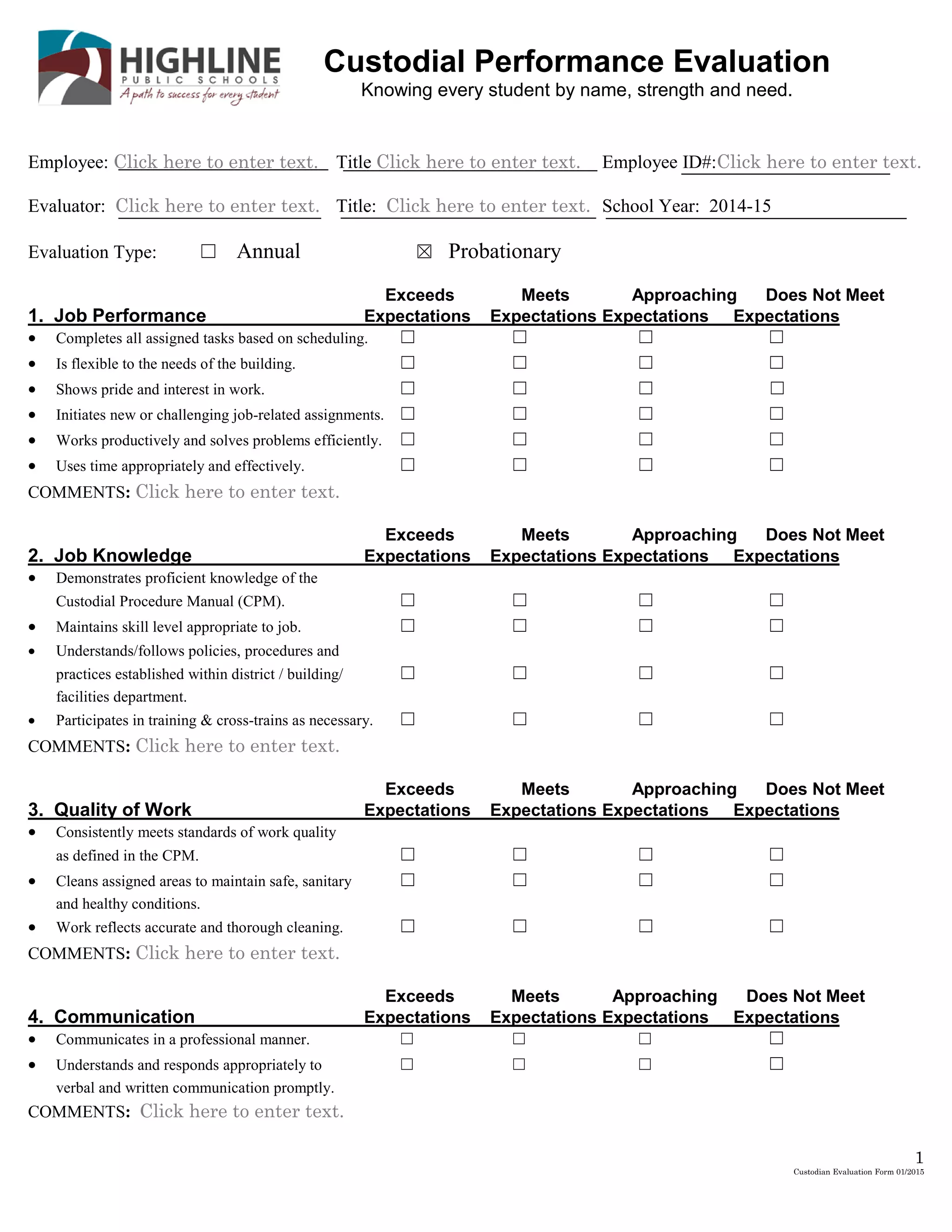 Custodial Evaluation Template 022015 | PDF