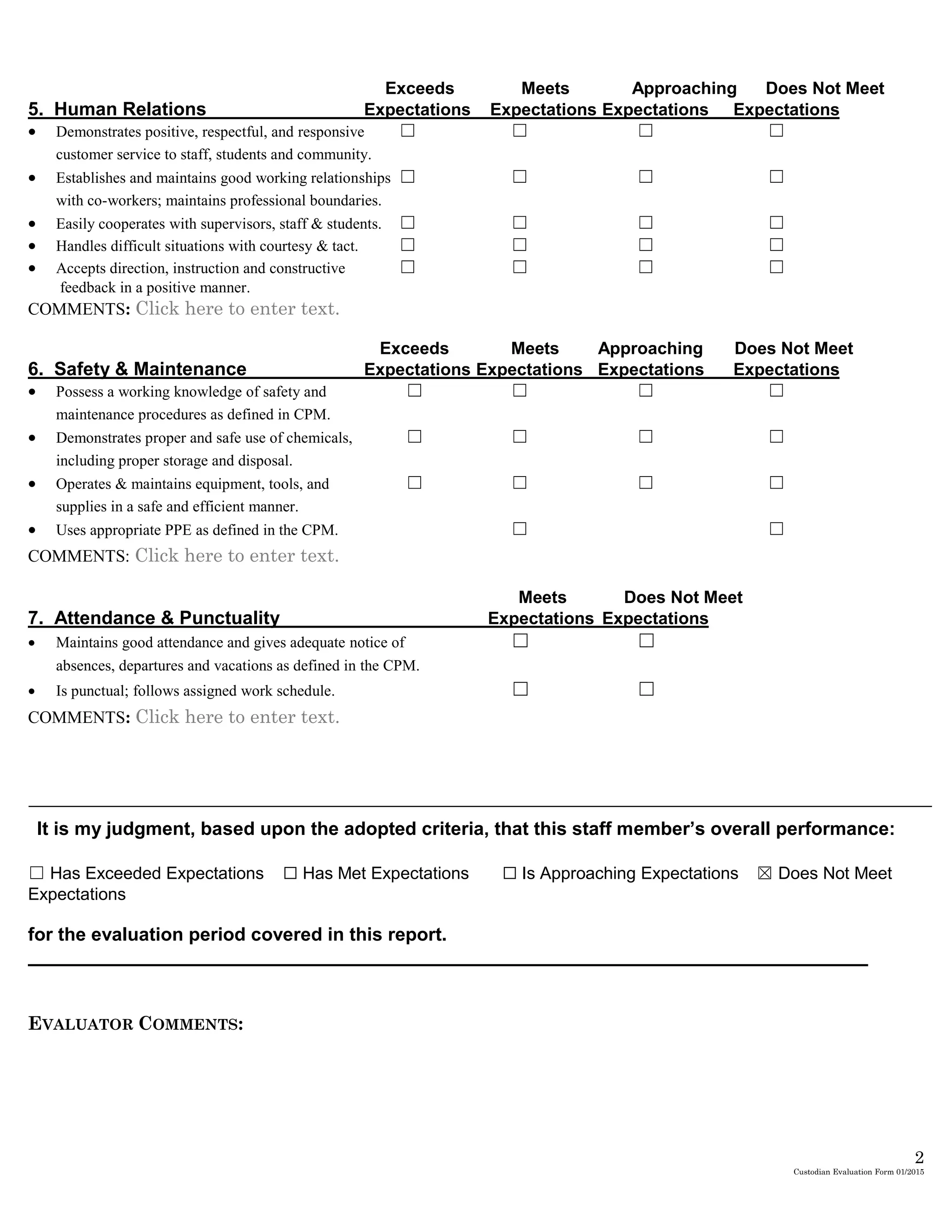 Custodial Evaluation Template 022015 | PDF