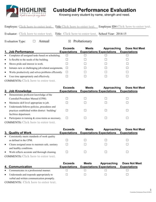 Custodial Evaluation Template 022015 | PDF