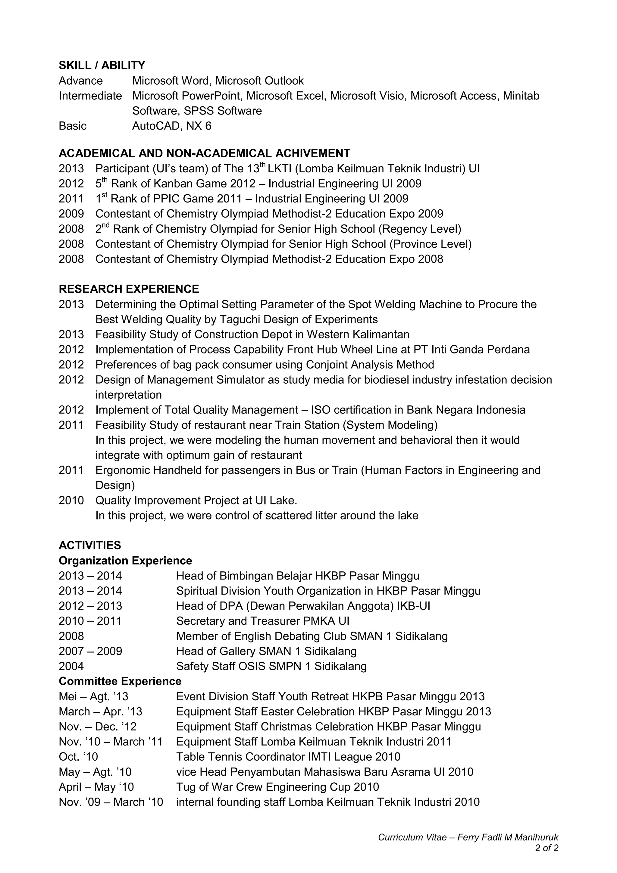 0_CVa - Ferry Fadli M Manihuruk | PDF