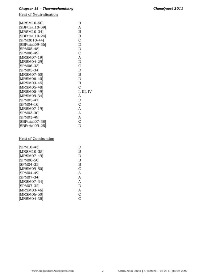 Jawapan C13 ChemQuest P1 | PDF