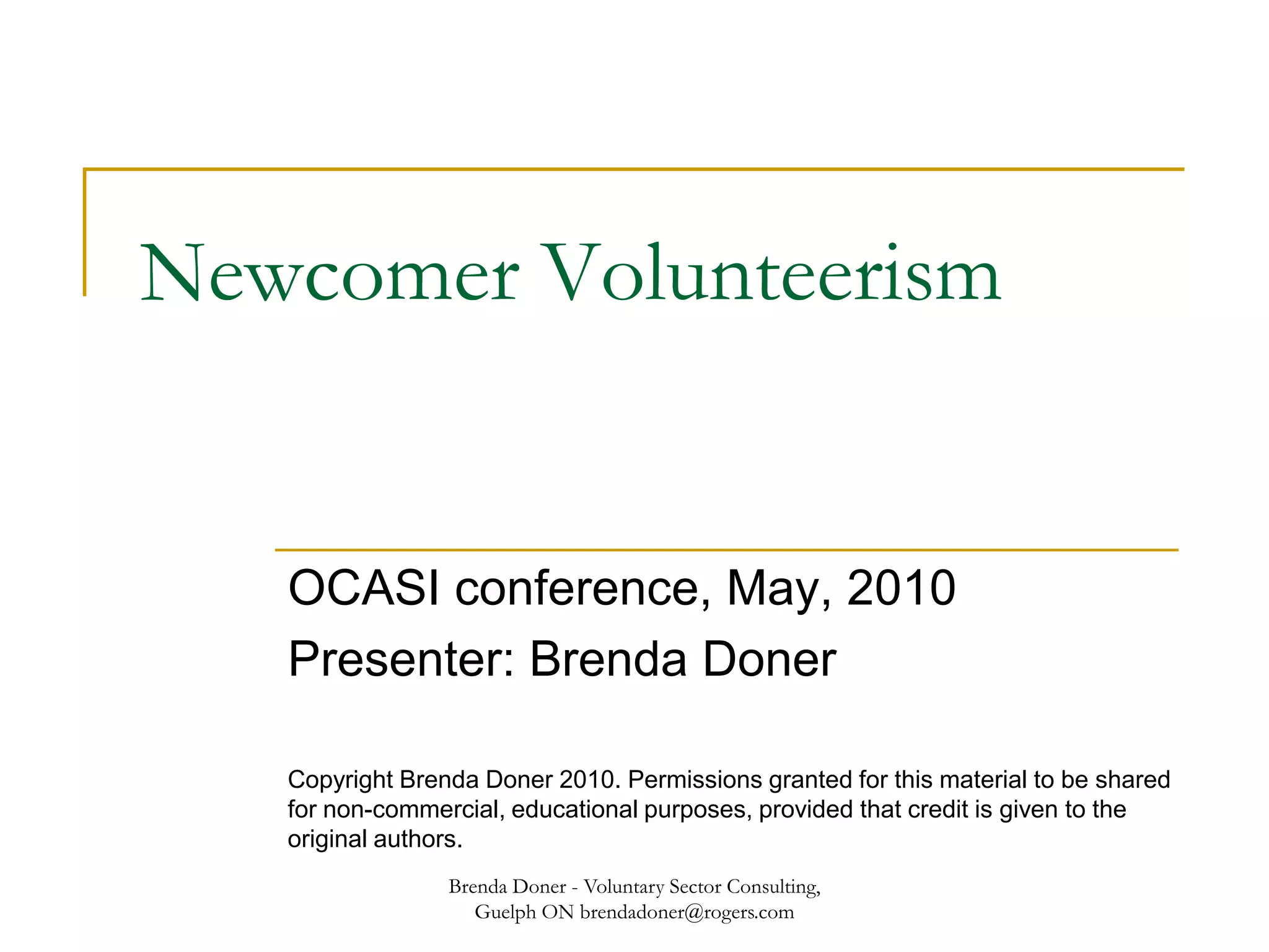 C13 newcomer volunteerism | PDF